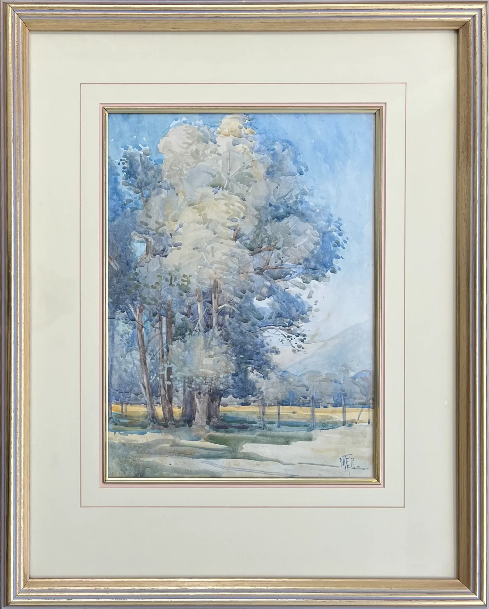MARY ELIZABETH TRIPE - Landscape with trees and fence line ...