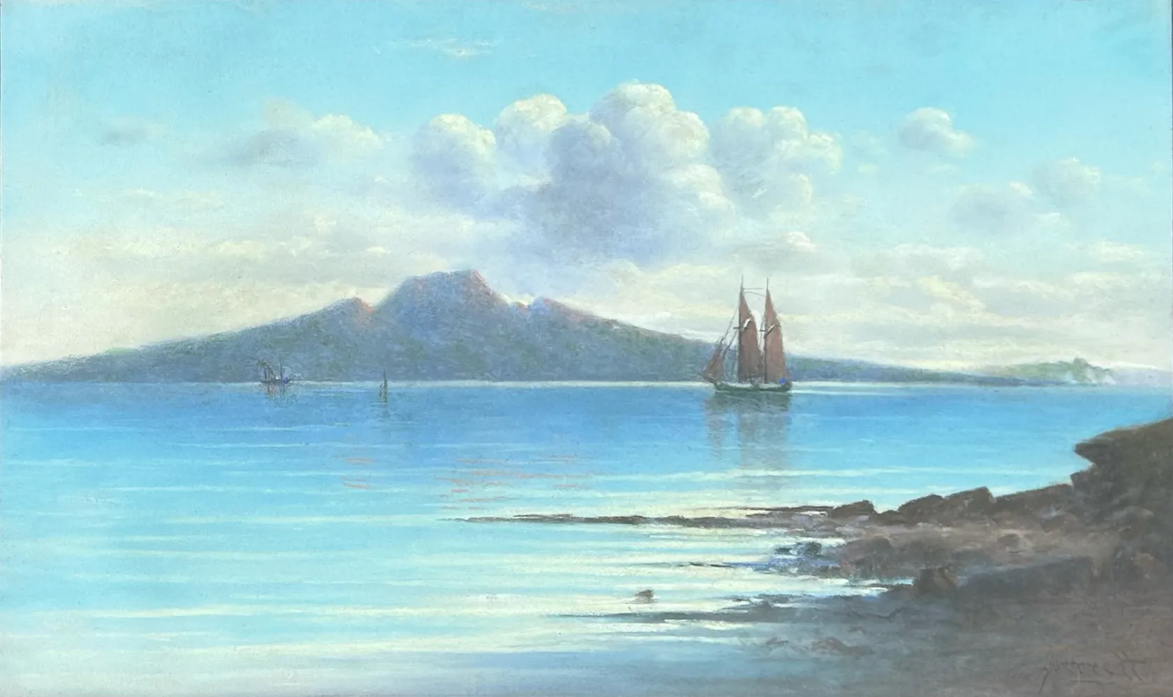 JOHN DOUGLAS PERRETT - Rangitoto from Saint Heliers | International Art ...