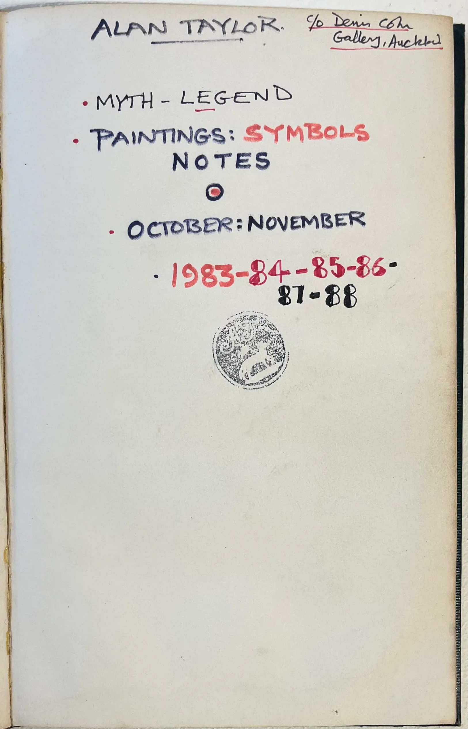 ALAN TAYLOR - Sketch Book, Myth-Legend, Paintings Symbols Notes ...