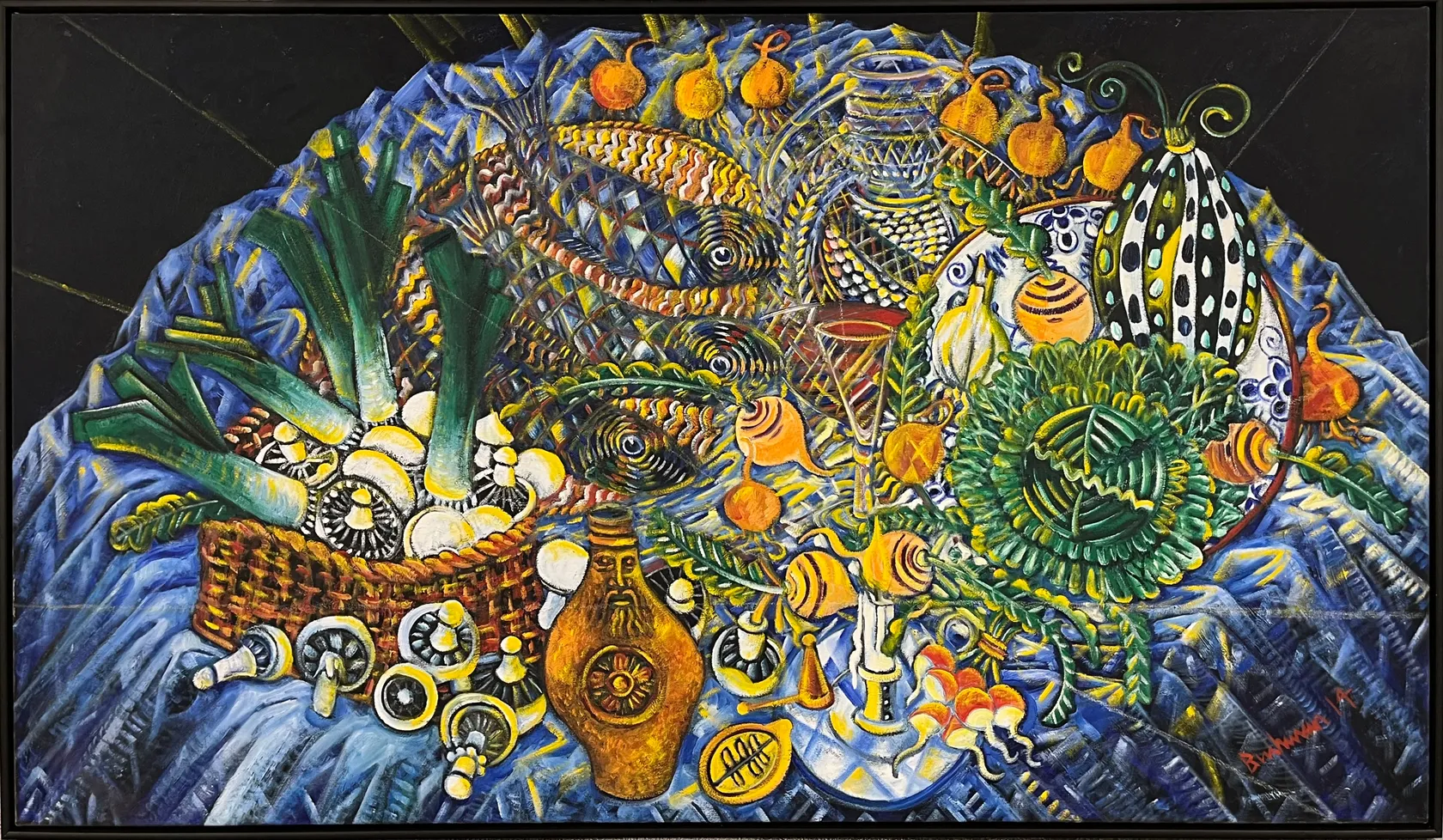 DEAN BUCHANAN - Fish and Garden Vegatables with Bellarmine Jug ...