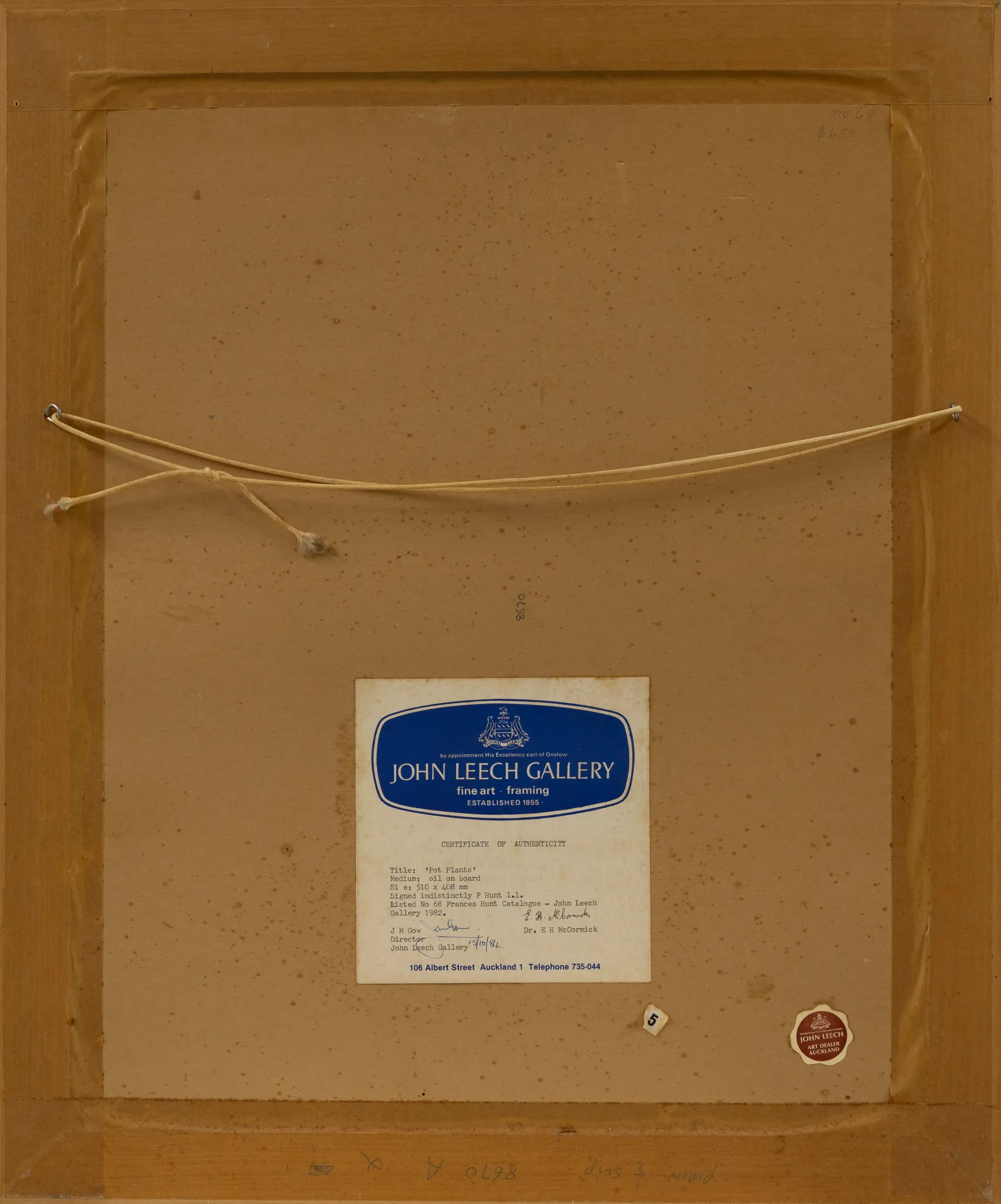 FRANCES IRWIN HUNT - Pot Plants | International Art Centre