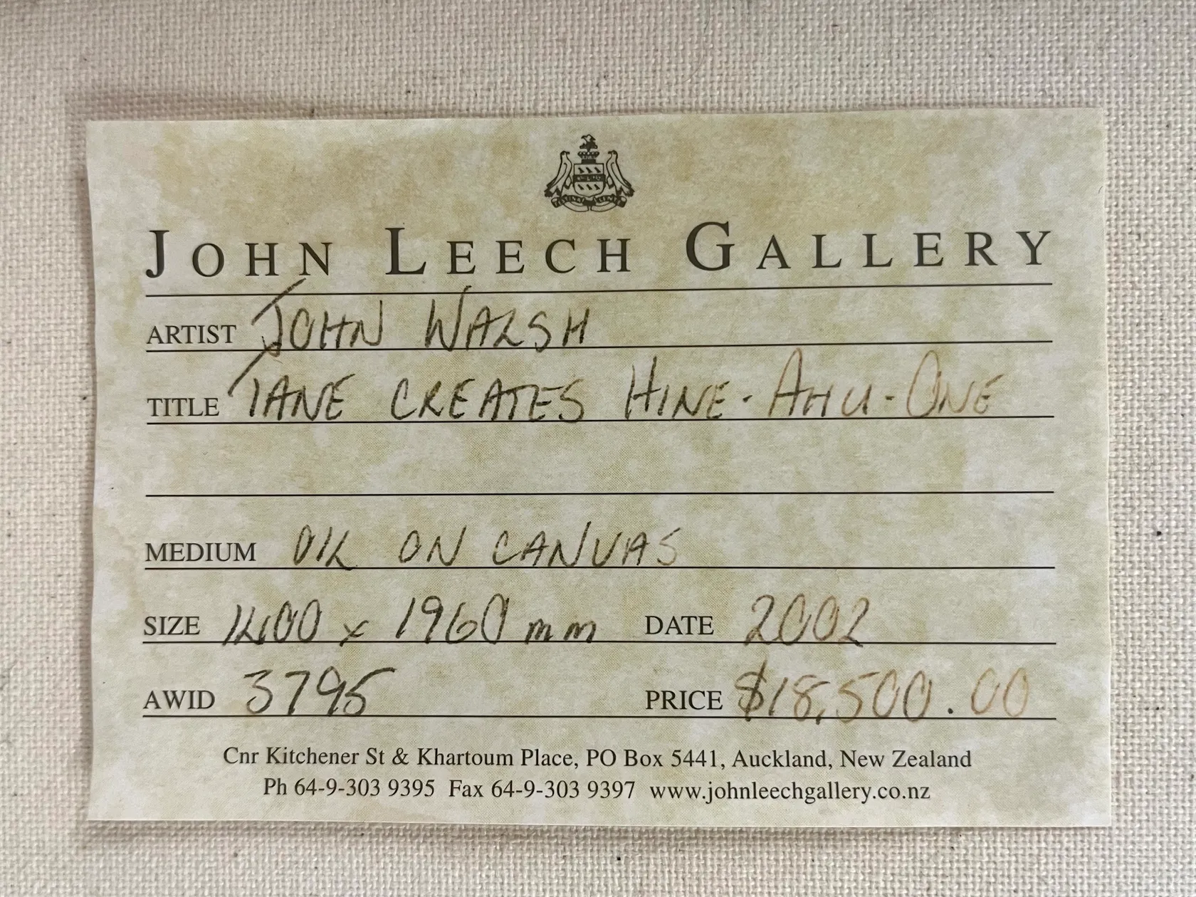 JOHN WALSH - Tane Creates Hineahuone | International Art Centre